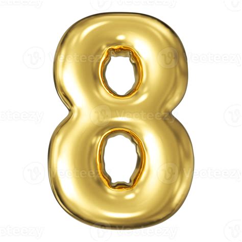 Gold Bubble Number 8 46597651 Png