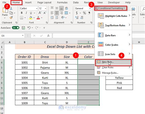 How To Create Excel Drop Down List With Color 2 Ways Exceldemy