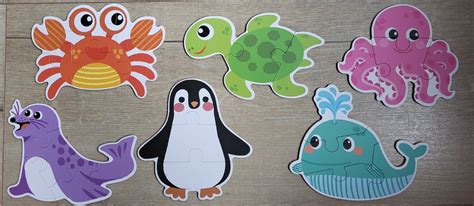 Puzzels 6 In 1 6 Puzzels In Blik Puzzel Waterdieren Puzzel Voor Peuters En Kleuters