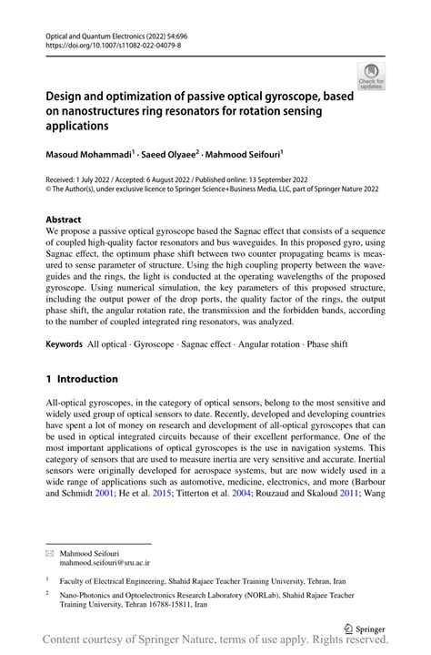 design and optimization of passive optical gyroscope based on