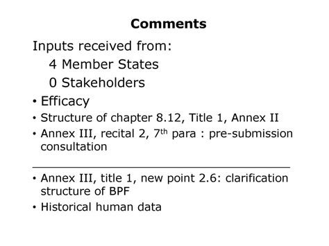 Revision Of The Technical Annexes Of The Bpr Ppt Download