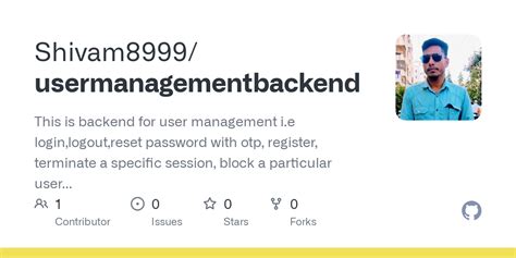 Github Shivam Usermanagementbackend This Is Backend For User Management I E Login Logout