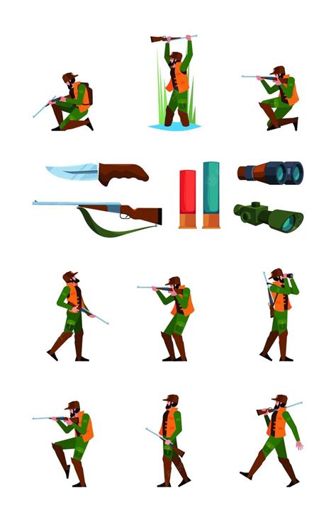 premium vector hunting attributes hunter in armor clothes with ruffle