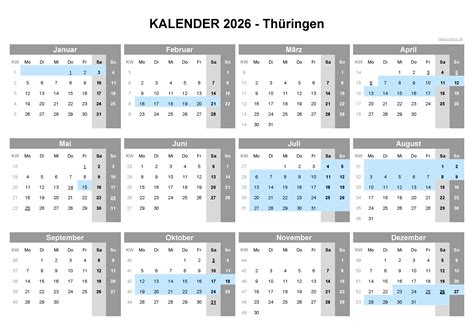 Kalender 2026 Thüringen Feiertage Ferien And Brückentage Pdf