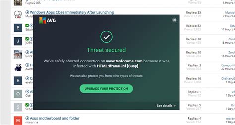avg reports html lframe inf threat solved windows 10 forums