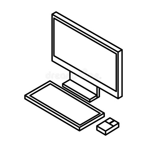 desktop computer isometric icon stock vector illustration of