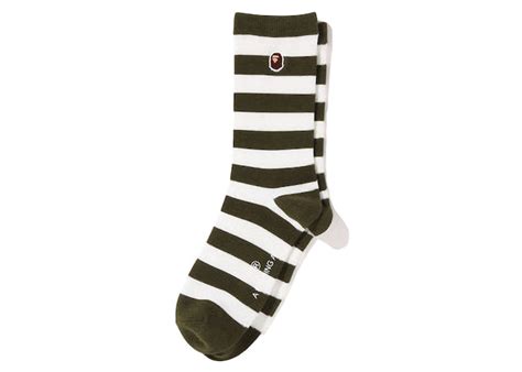Bape Ape Head One Point Hoop Socks Olive Drab Curatedhypenc