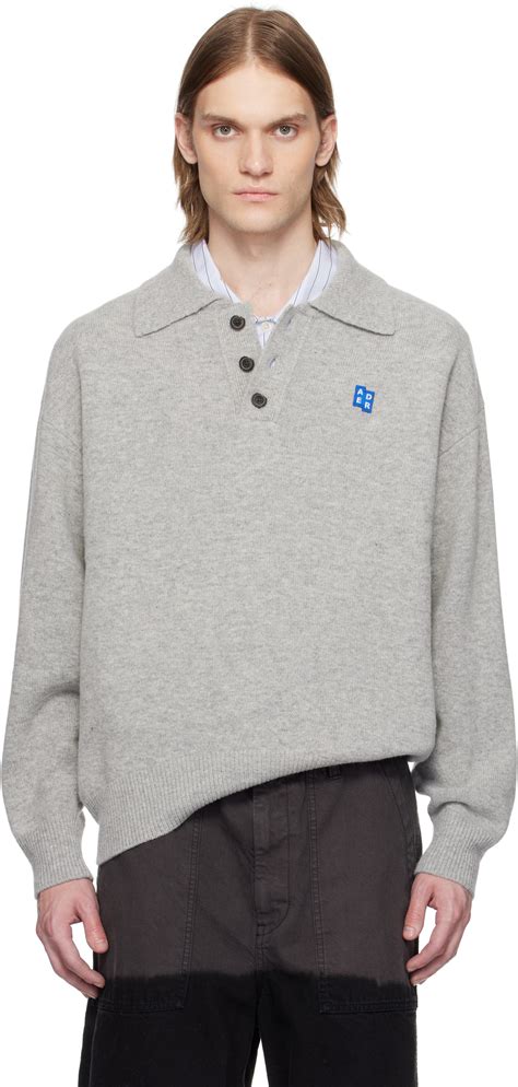 ADER Error Gray Sig TRS Tag Knit 02 Polo ADER Error