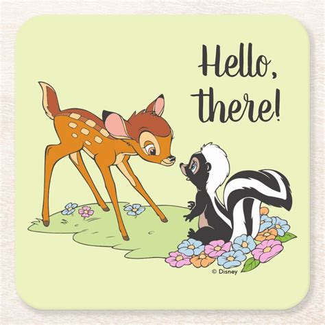 Bambi Meeting Flower Square Paper Coaster Zazzle Postcard Bambi