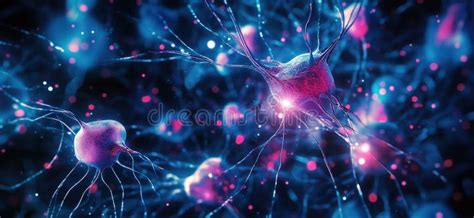 Neurons In Vibrant Colors Showcasing Synaptic Connections And Neural Activity Representing