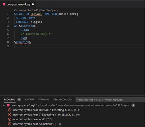 There Are Errors For The Created Function Query Issue Microsoft Vscode Cosmosdb