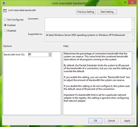 Limit Reservable Bandwidth Setting In Windows 11
