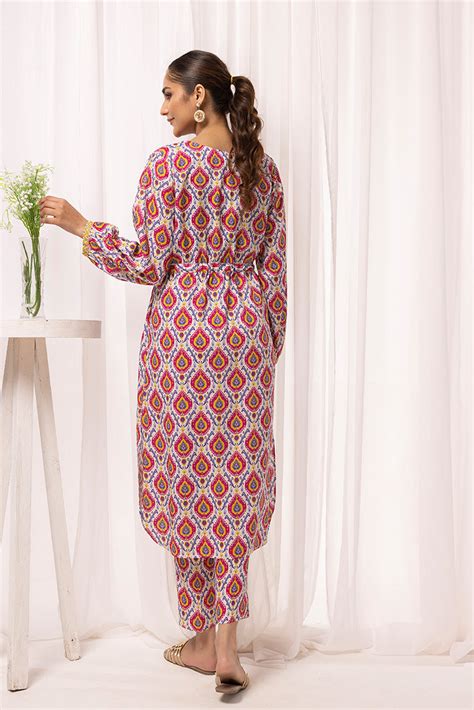 2 Pc Stitched Printed Arabic Lawn Suit Ellena