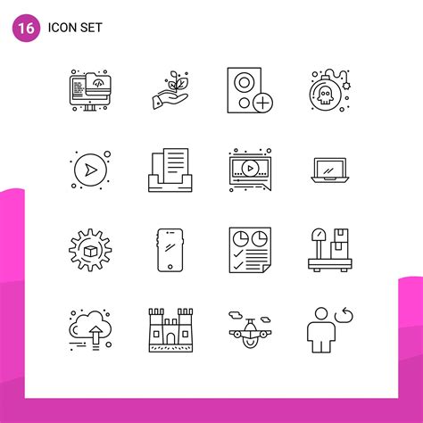 16 Universal Outline Signs Symbols Of Arrows Game Computers Danger Add Editable Vector Design