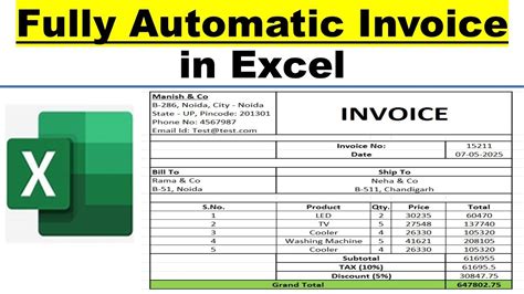 Fully Automatic Invoice In Excelfully Automatic Invoice In Ms Excelhow To Create Invoice In