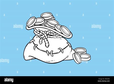 Bag With Gold Coins Game Sack With Golden Or Silver Coins Vector Illustration Isolated On Blue