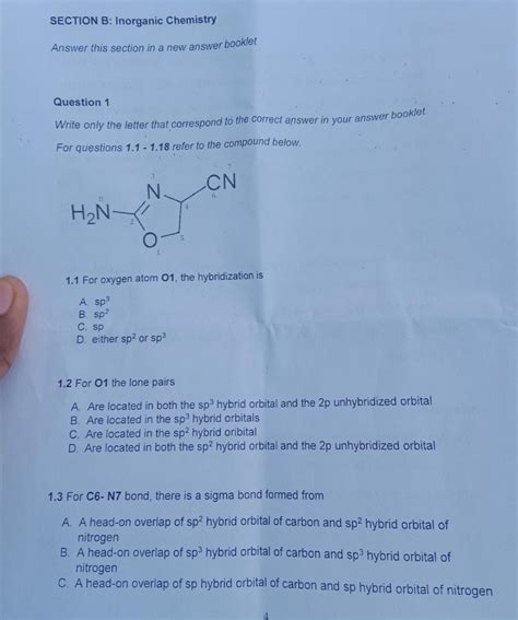 Solved Section B Inorganic Chemistry Answer This Section In
