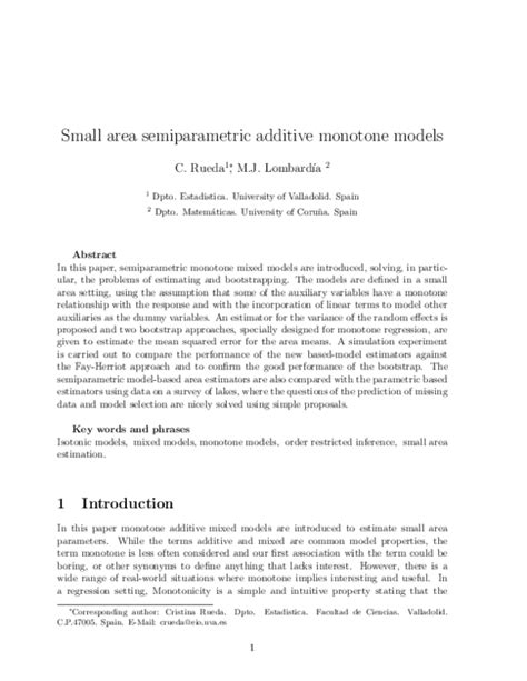 Pdf Small Area Semiparametric Additive Monotone Models María