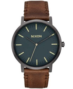 Nixon Mens Porter Leather Strap Watch 40mm A1058 In Gunmetal