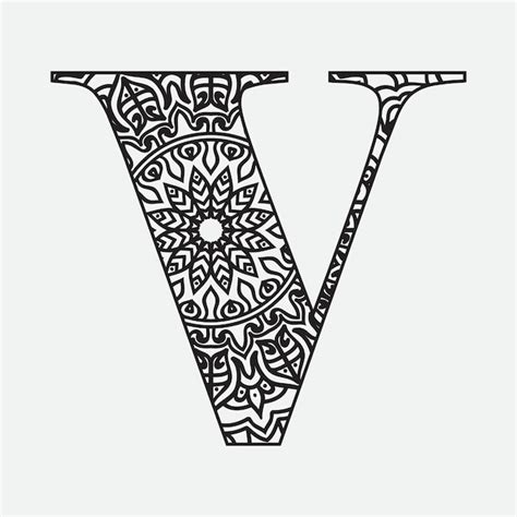 Premium Vector A Letter V With A Pattern In Black And White