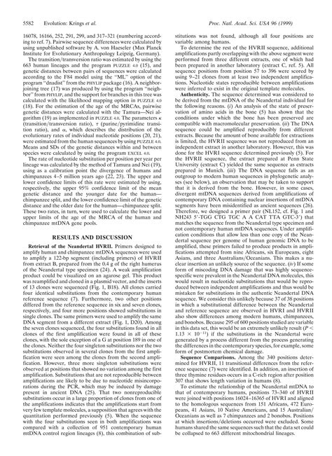 Dna Sequence Of The Mitochondrial Hypervariable Region Ii Krings Et Al Pdf