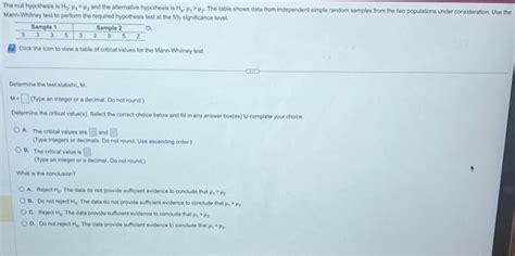 Solved The Null Hypothosis Is H0 μ1∗p2 And The Altemative