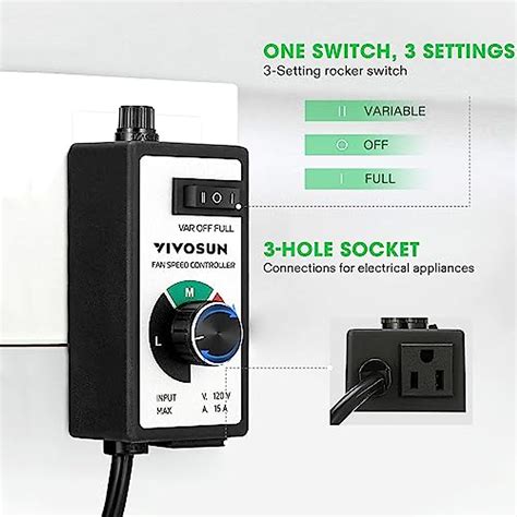 Vivosun Variable Fan Speed Controller Speed Adjuster For Inline Duct Fan In Ventilation System