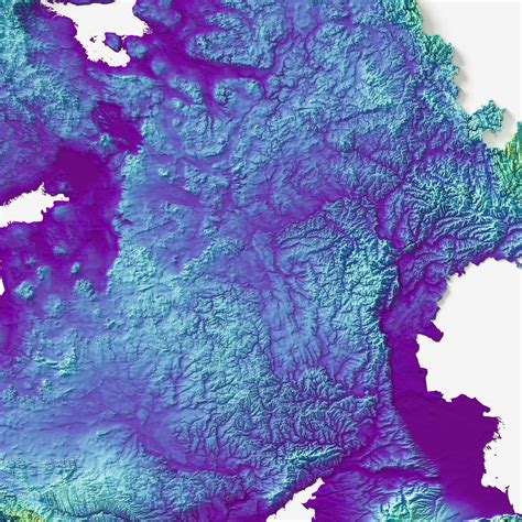 Europe Elevation Tint Viridis 2d Fine Art Printed Shaded Relief Map Vizcart