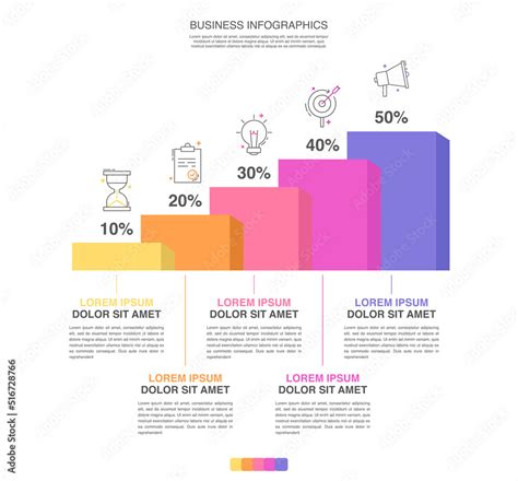 vector creative infographic of columns bar chart with five options