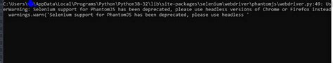 How Do I Remove Unnecessary Console Message Pop Up Phantomjs Selenium