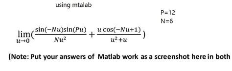 solved using mtalab p 12 n 6 sin nu sin pu lim u