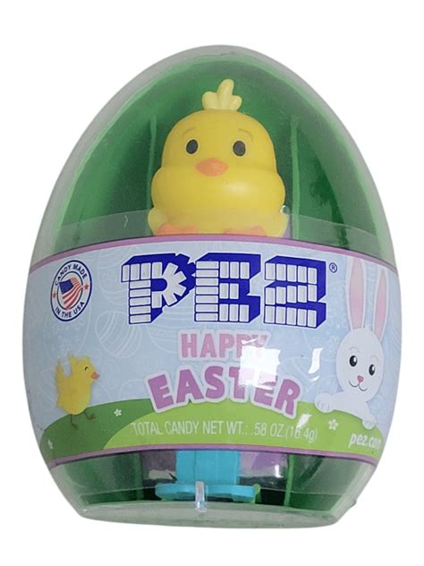 Pez Candy Easter Egg Green With Chick 1 Mini Dispenser Plus 2 Rolls