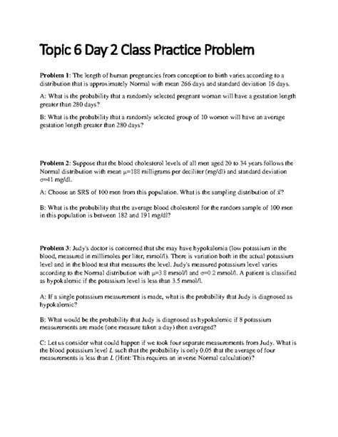 Topic 6 Day 2 Class Practice Problem Topic 6 Day 2 Class Practice Problem Problem 1 The