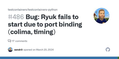 Bug Ryuk Fails To Start Due To Port Binding Colima Timing · Issue