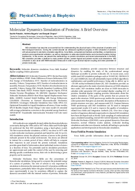 Pdf Molecular Dynamics Simulation Of Protein