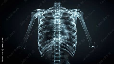 X Ray Of A Rib Cage X Ray Image Of A Human Rib Cage Highlighting Ribs
