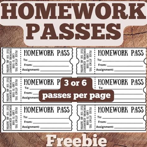 Free No Homework Passes Freebie Print And Go By Tinylittlethinkers