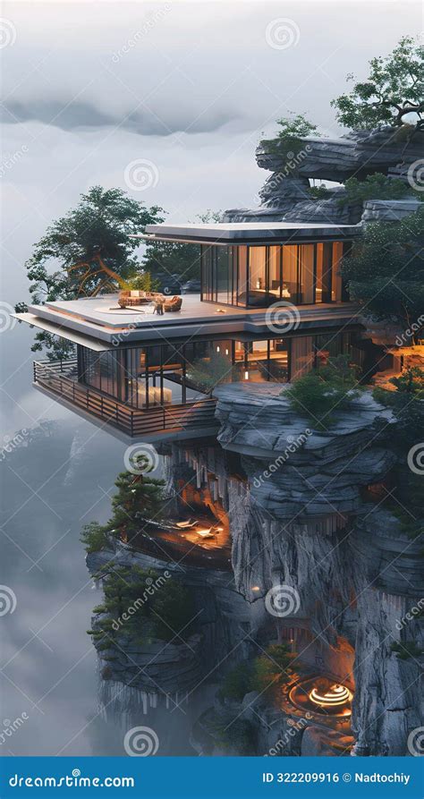House On Cliff With Stunning View Of Water Surrounded By Natural