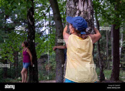 Symbol Image Group Doing Forest Bathing Shinrin Yoku Stock Photo Alamy