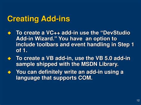 Ppt Automating Visual C Ide Using Add Ins And Macros Ranga Narasimhan Microsoft Developer