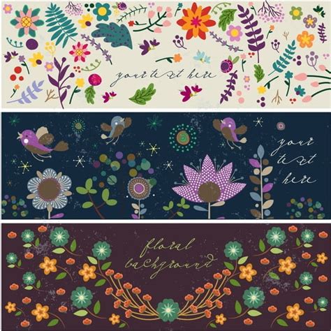 어두운 화려한 디자인으로 꽃 배경 세트 Ai Eps Uidownload