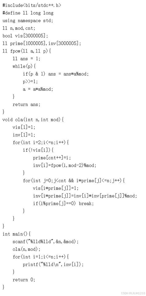 教你逐步将“快速幂低级求逆元”优化成“线性求逆元”加例题《线性求逆元》《线性求逆元2》 Csdn博客 教你逐步将“快速幂低级求逆元”优化成“线性求逆元”加例题《线性求逆元》《线性求逆元2》 Csdn博客