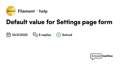 Default Value For Settings Page Form Filament