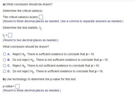 Solved Consider The Following Hypotheses And Sample Data
