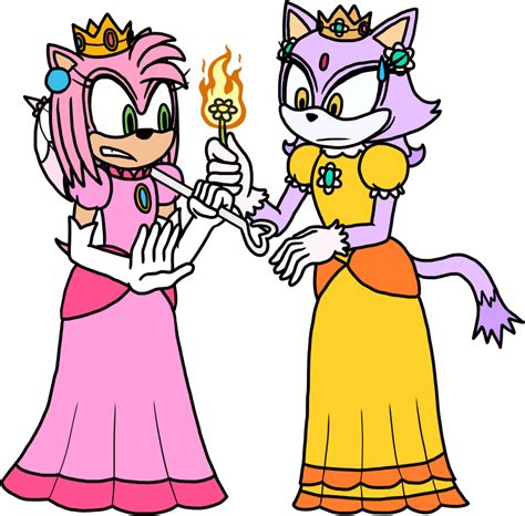 330260 Safe Artist Kyurem2424 Amy Rose Sonic Blaze The Cat Sonic Princess Daisy