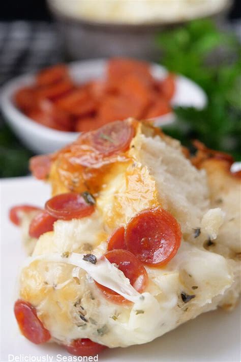 Pizza Monkey Bread Casserole With Mini Pepperonis