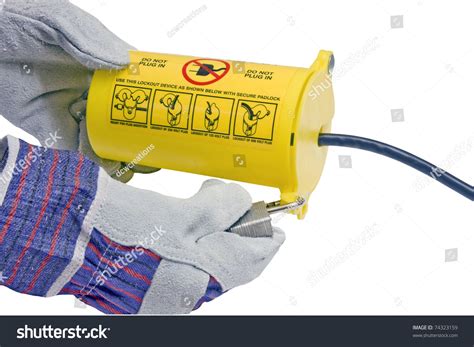Стоковая фотография 74323159 Electrician Locking Lockout Tagout Safety