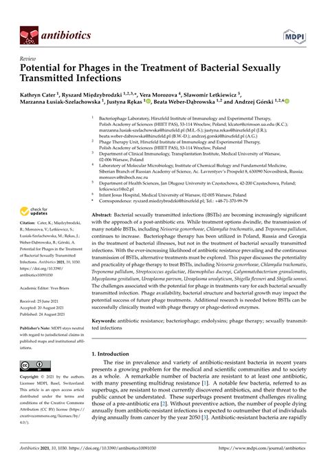 Potential For Phages In The Treatment Of Bacterial Sexually Transmitted Infections DocsLib