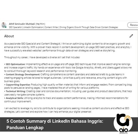 5 Contoh Summary Di Linkedin Bahasa Inggris Panduan Lengkap