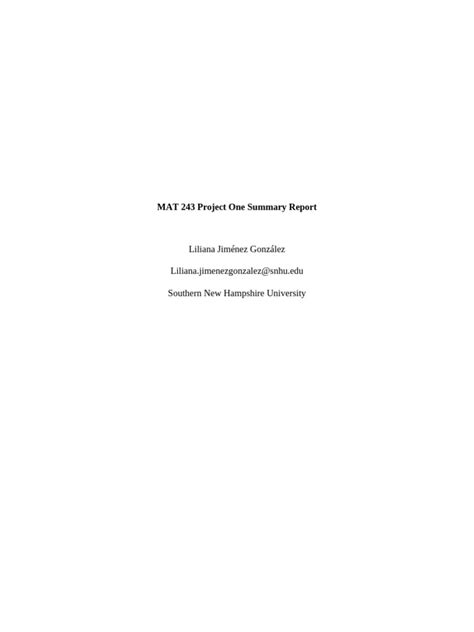 Mat 243 Project One Summary Report Template Pdf Confidence Interval Histogram